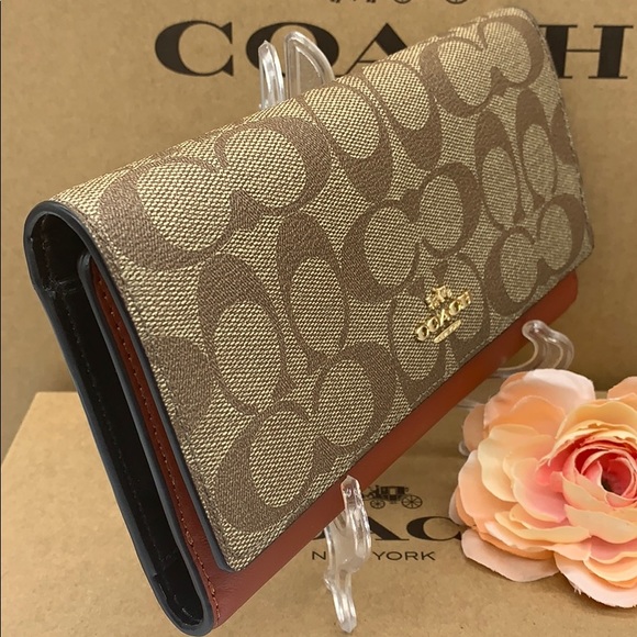 Coach | Bags | Coach Trifold Wallet In Colorblock Signature Canva ...